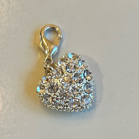 Monet | Jewelry | Monet Heart Charm Bling Silver Rhinestone | Poshmark